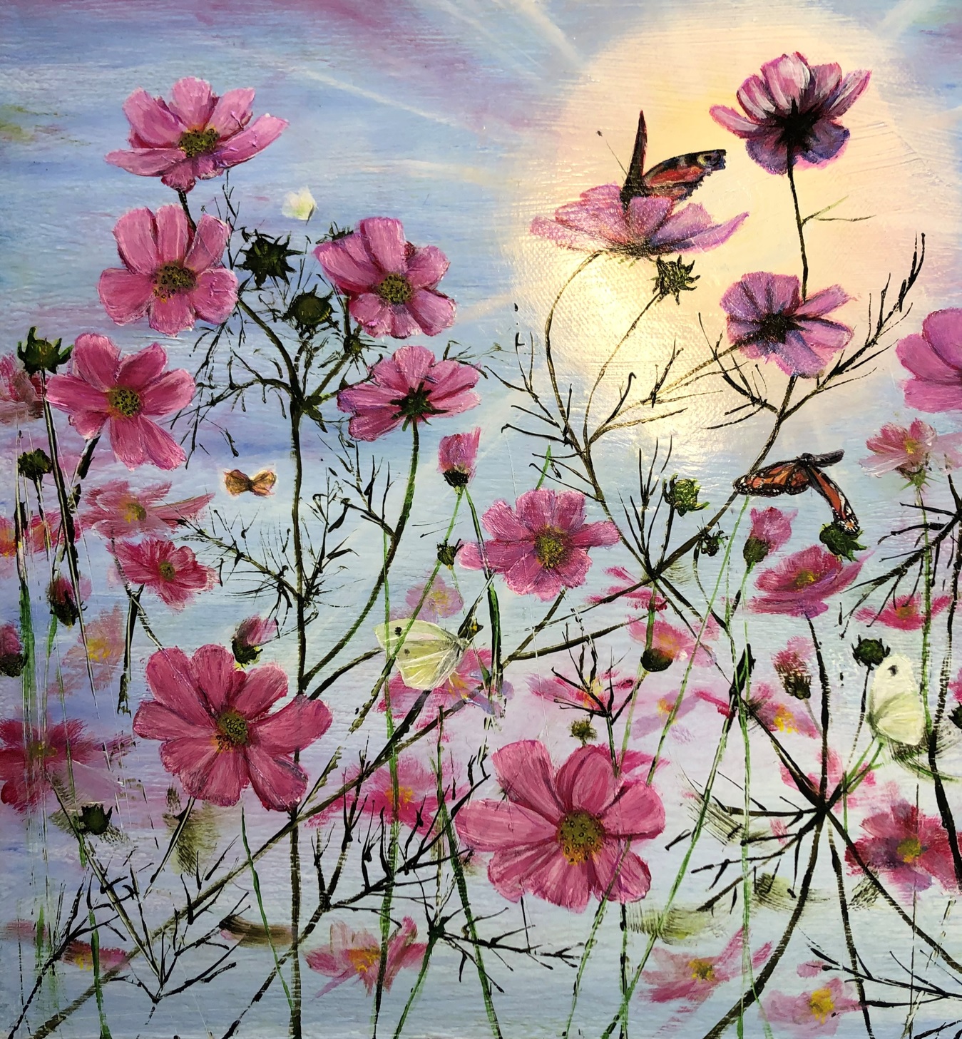Reaching for the Sun - Cosmos Daisies - Tracey Larkin Design